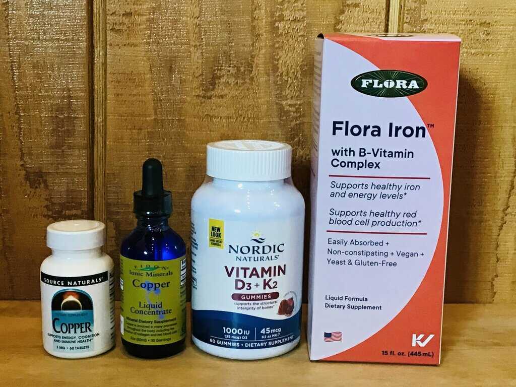 Flora Iron, Source Natural and Eidon Copper & Nordic Naturals D3 & K2 ...