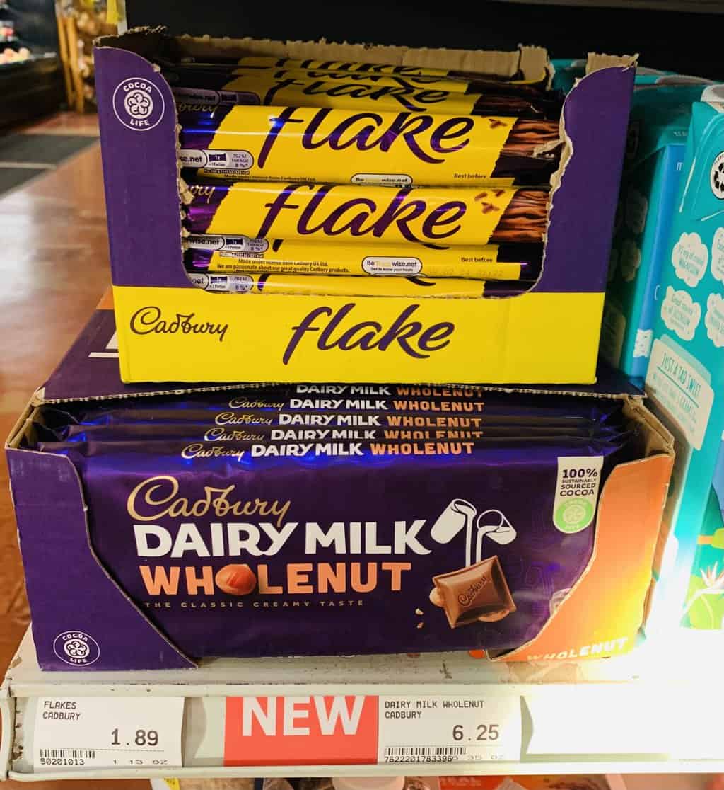 Cadbury’s Milk Chocolate Flakes and Dairy Milk Wholenut - Yelm Food Coop