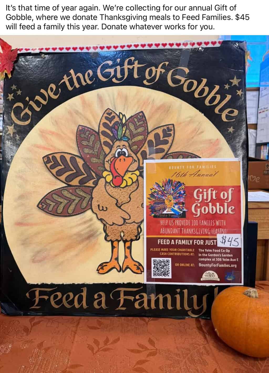 Gift of Gobble & Orders for Pies - Yelm Food Coop