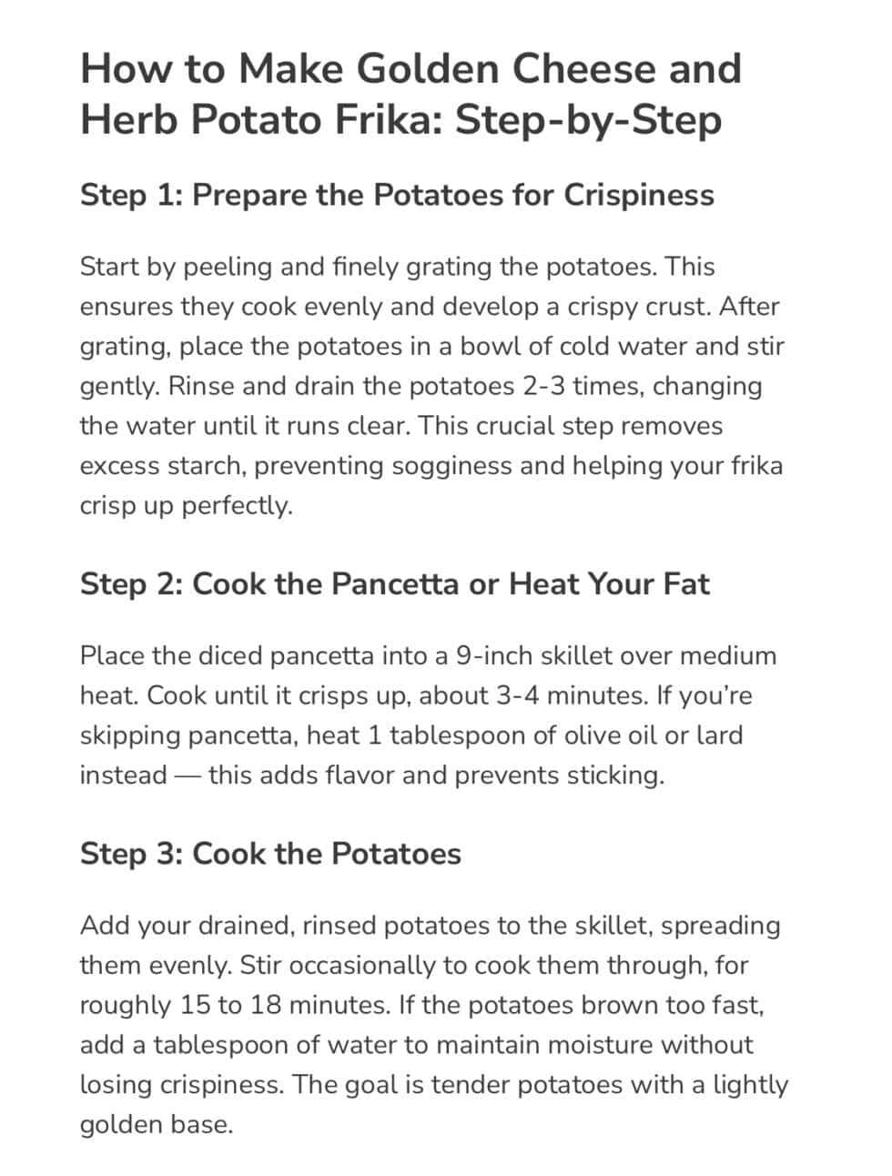 Recipe; Golden Cheese and Herb Potato Frika - Yelm Food Coop